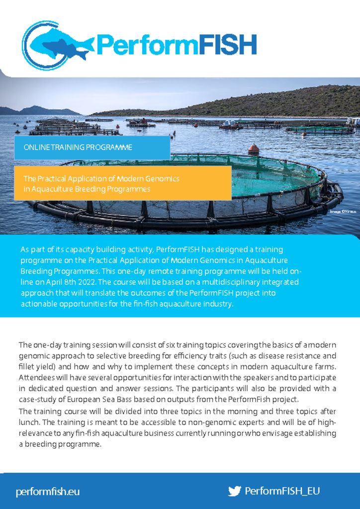 WP1 Training: Practical Application of Modern Genomics in Aquaculture ...